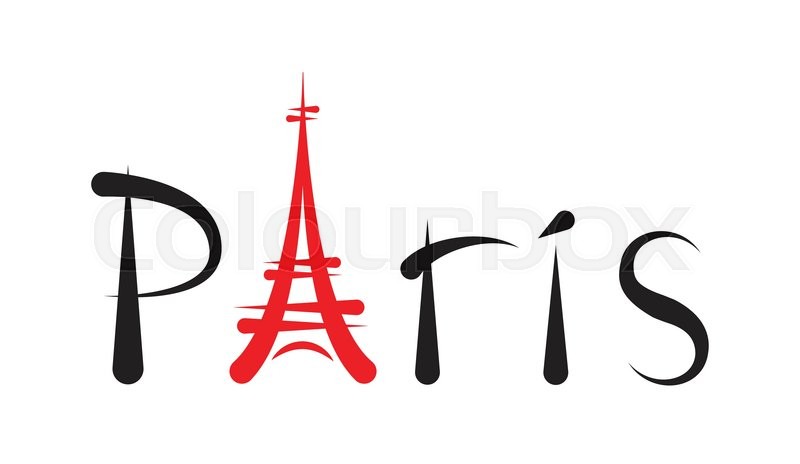 Tower Eiffel with Paris lettering on ... | Stock vector | Colourbox