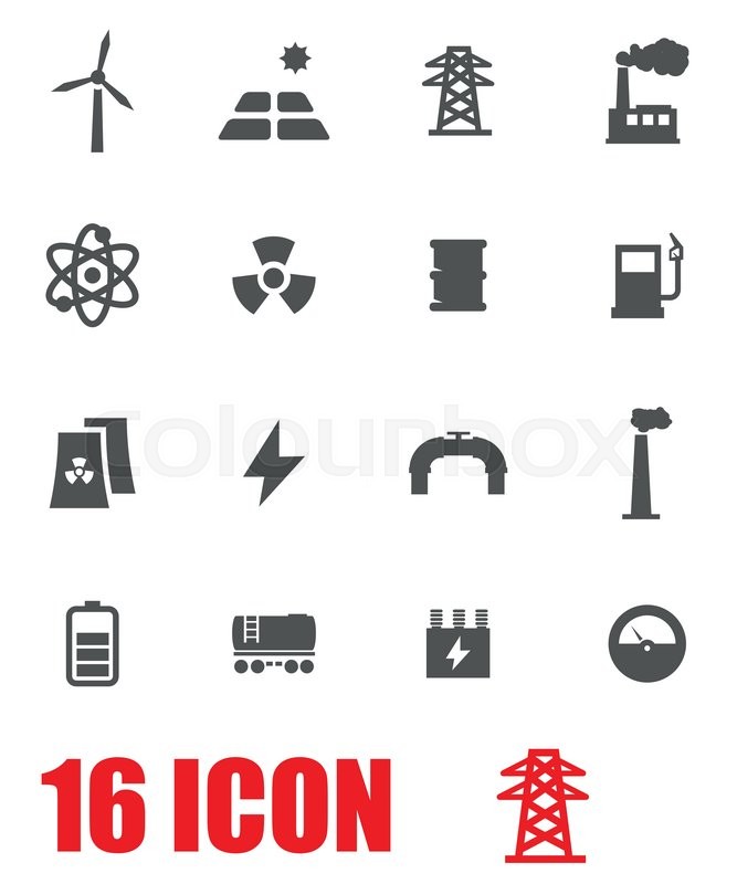 Vector grey energetics icon set on ... | Stock Vector | Colourbox