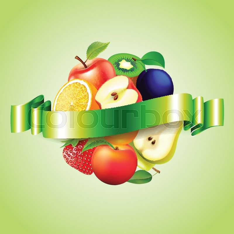 Fruits sphere with label photo ... | Stock vector | Colourbox