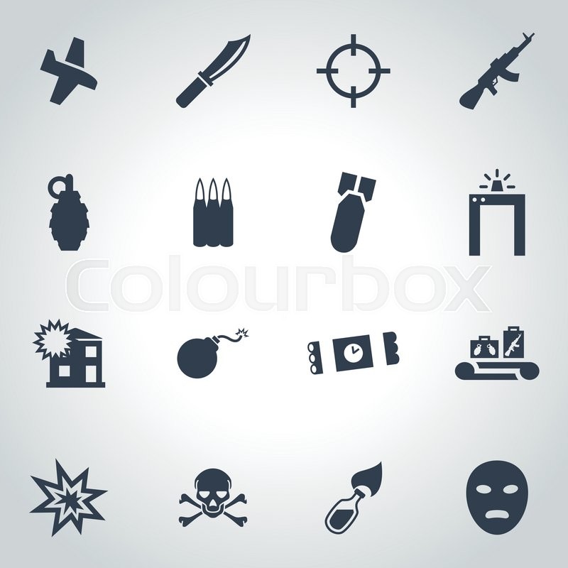 Vector black terrorism icon set on ... | Stock vector | Colourbox