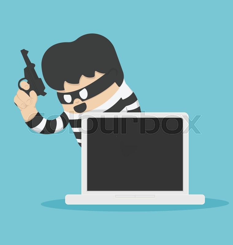 Thief with Computer | Stock vector | Colourbox
