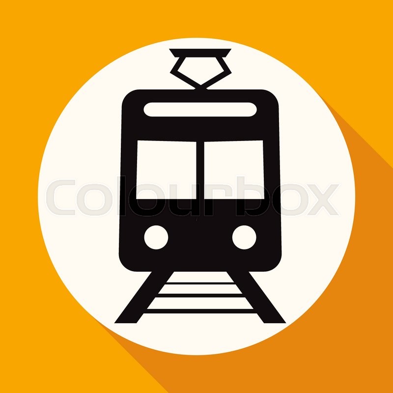 Train Icon on white circle with a long ... | Stock vector | Colourbox