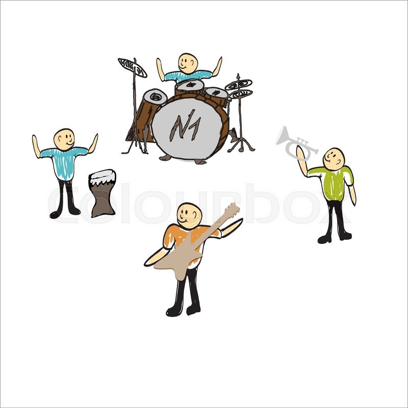 A group of musicians playing music ... | Stock vector | Colourbox