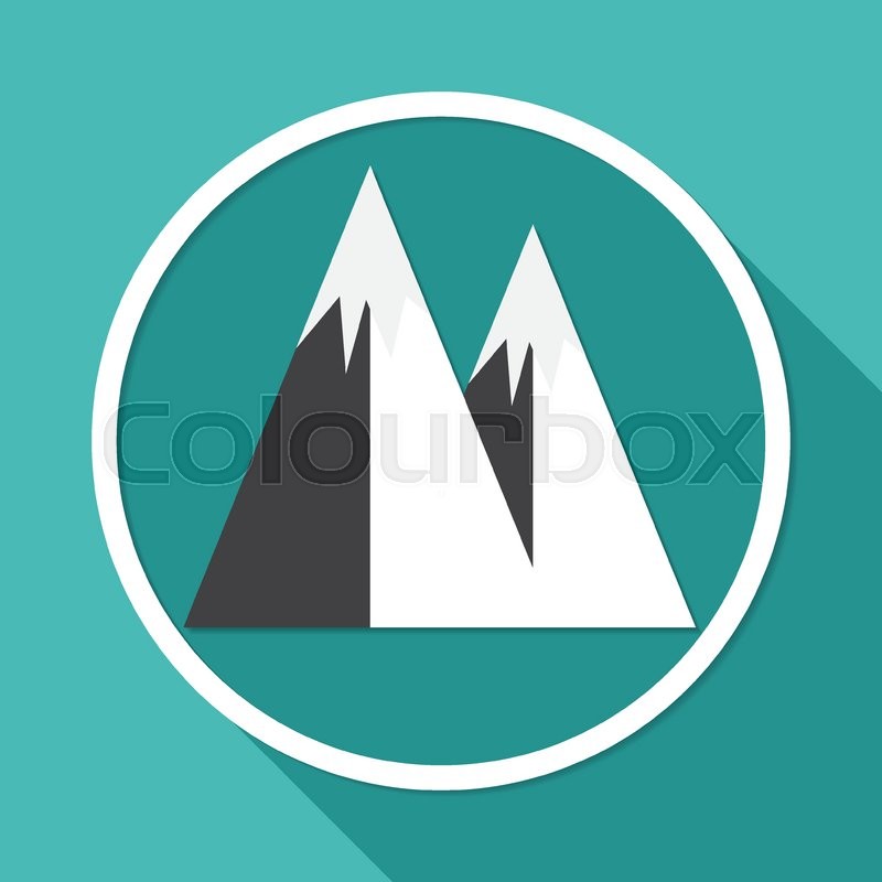 Mountain icon on white circle with a ... | Stock vector | Colourbox