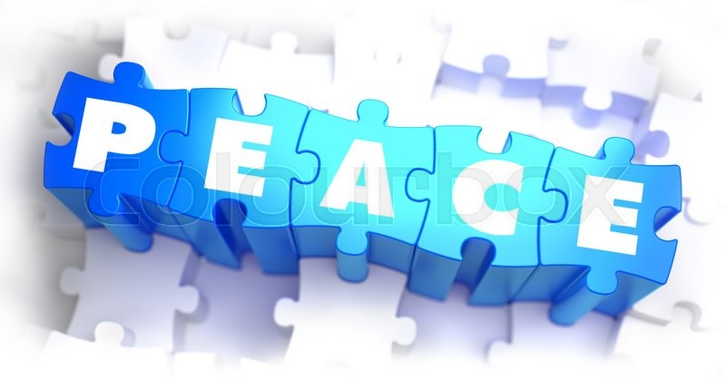 Peace - Text on Blue Puzzles on White ... | Stock image | Colourbox