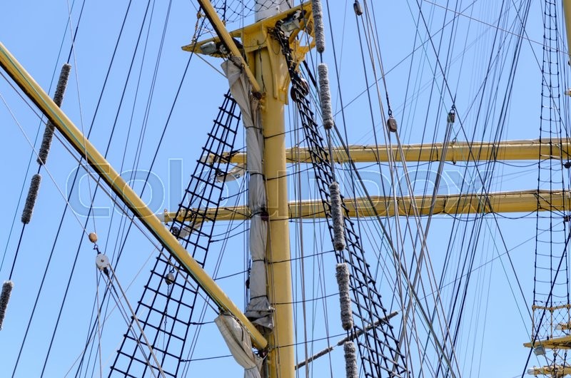Sailors on the rigging of a tall ship ... | Stock image | Colourbox