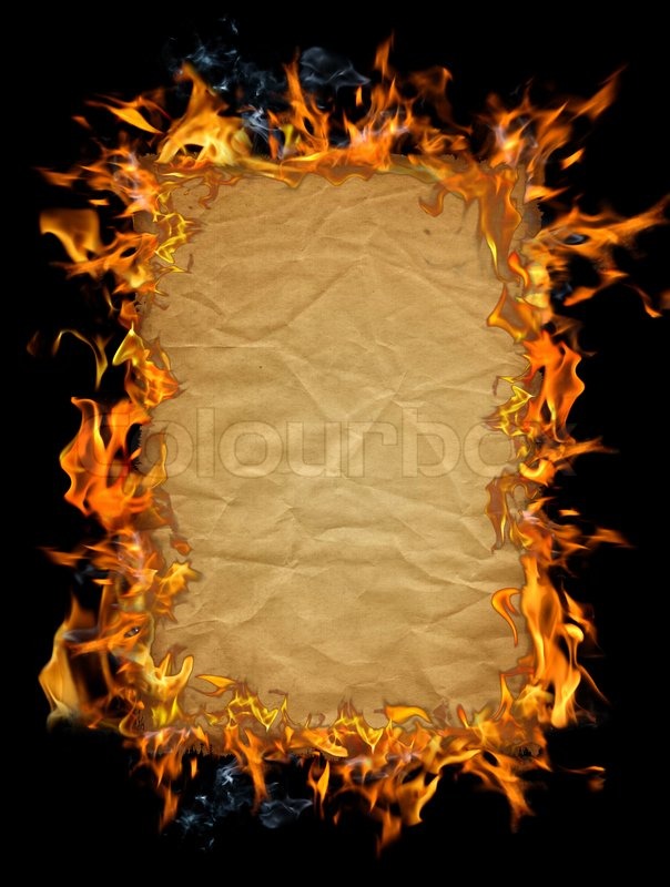 Old paper texture on fire against a ... | Stock image | Colourbox