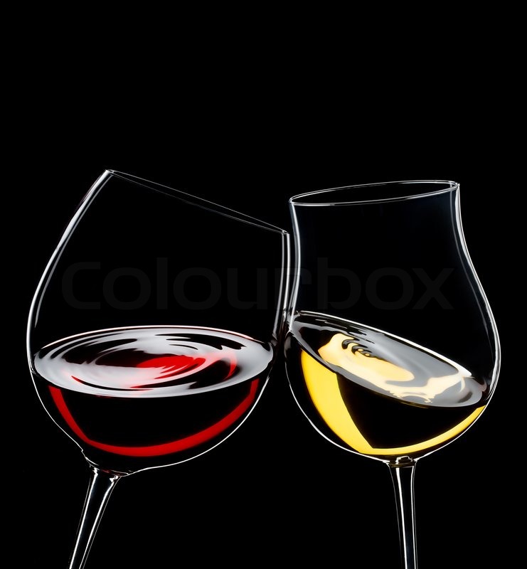 Red and white wine glasses, isolated ... | Stock image | Colourbox