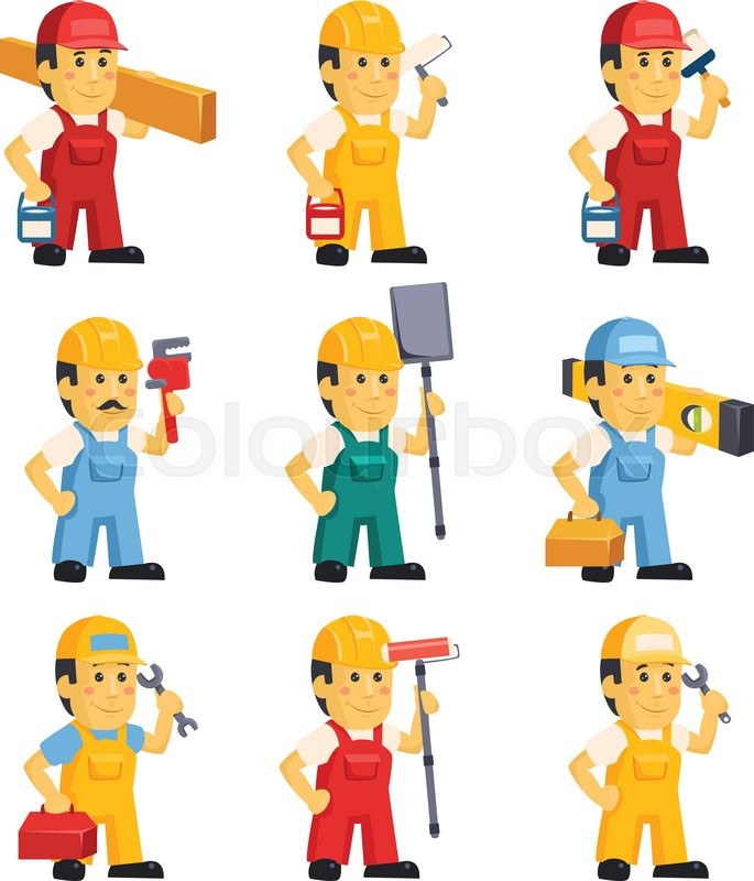 Technician , working a set of people ... | Stock vector | Colourbox