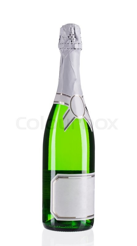 Green bottle of champagne with golden ... | Stock image | Colourbox