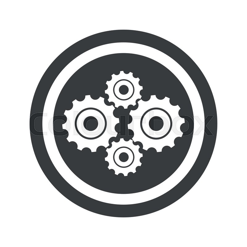 Image of four cogs in circle, on black ... | Stock vector | Colourbox