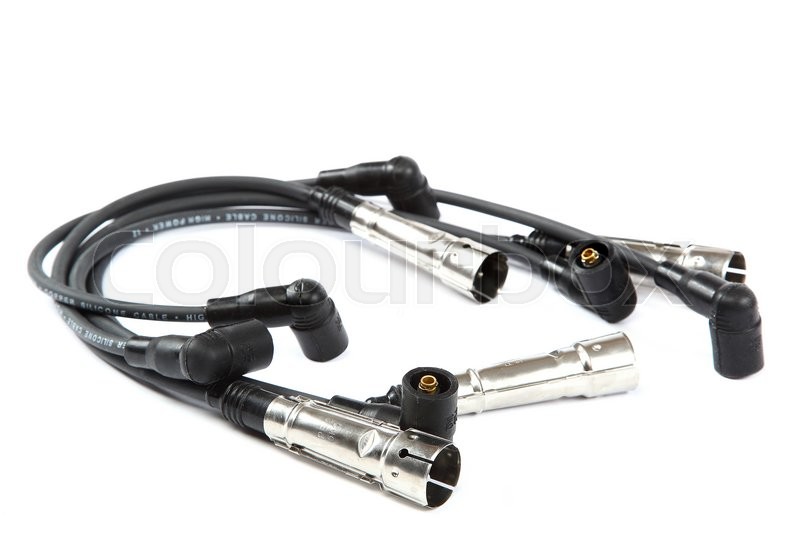 Car high voltage wires isolated on ... | Stock image | Colourbox