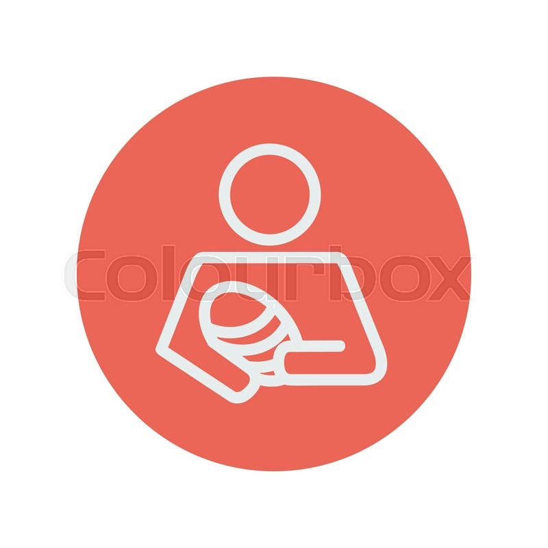 Man carrying a baby thin line icon for ... | Stock vector | Colourbox