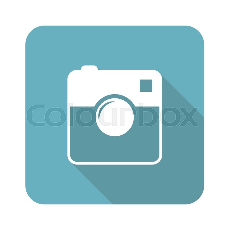 Image of square camera in blue square, ... | Stock vector | Colourbox