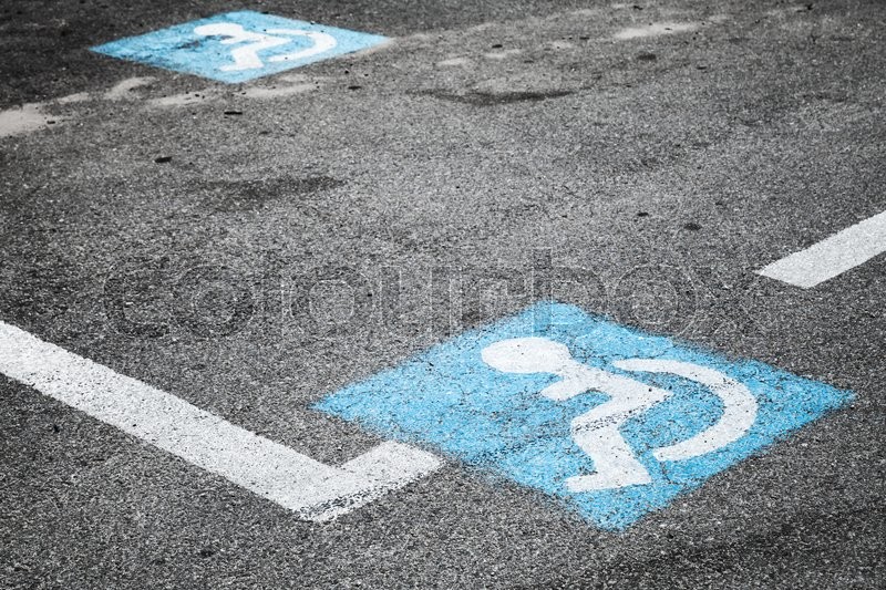 Road marking of place for disabled ... | Stock image | Colourbox