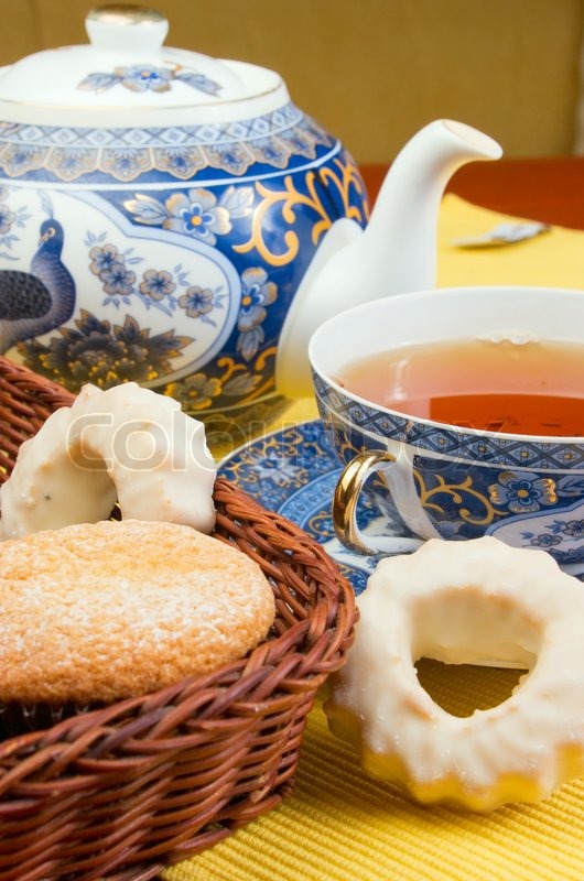 Morning tea with cakes and biscuits | Stock image | Colourbox