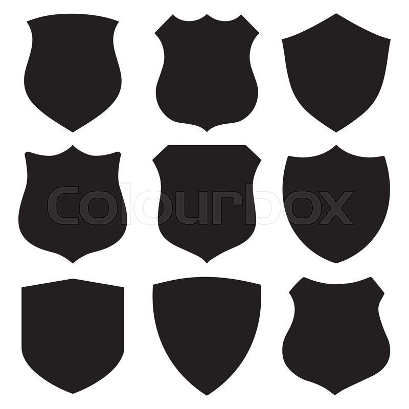 Collection of 9 black shield outlines ... | Stock vector | Colourbox