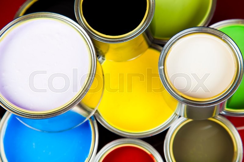 Paint and cans, bright colorful tone ... | Stock image | Colourbox