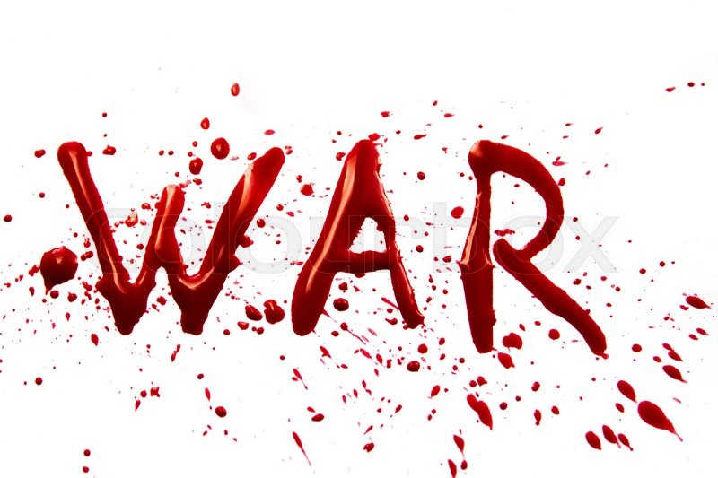 Bloody word War with splatters, ... | Stock image | Colourbox