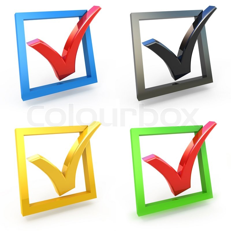 3d check box with check mark set ... | Stock image | Colourbox