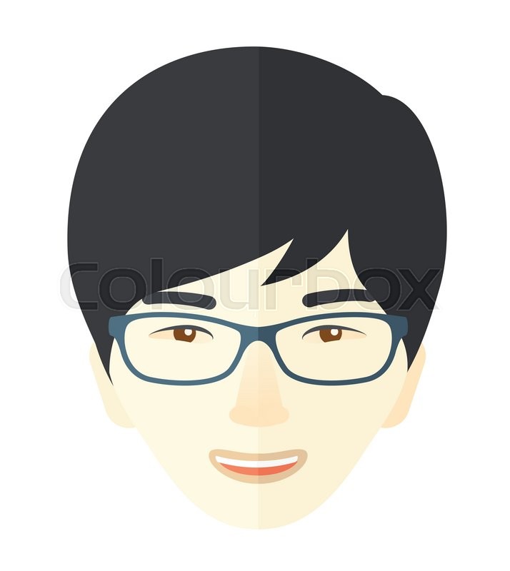 A joyful japanese boy face wearing ... | Stock vector | Colourbox