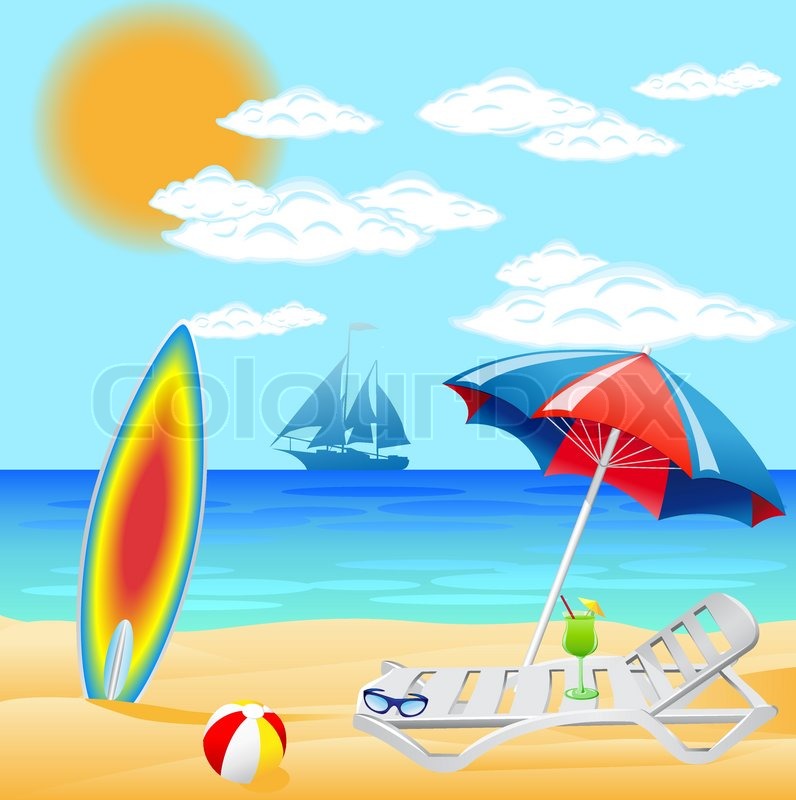 Indstilles fra strand på havet vektor ... | Stock vektor | Colourbox