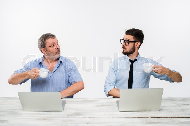 The two colleagues working together at ... | Stock image | Colourbox