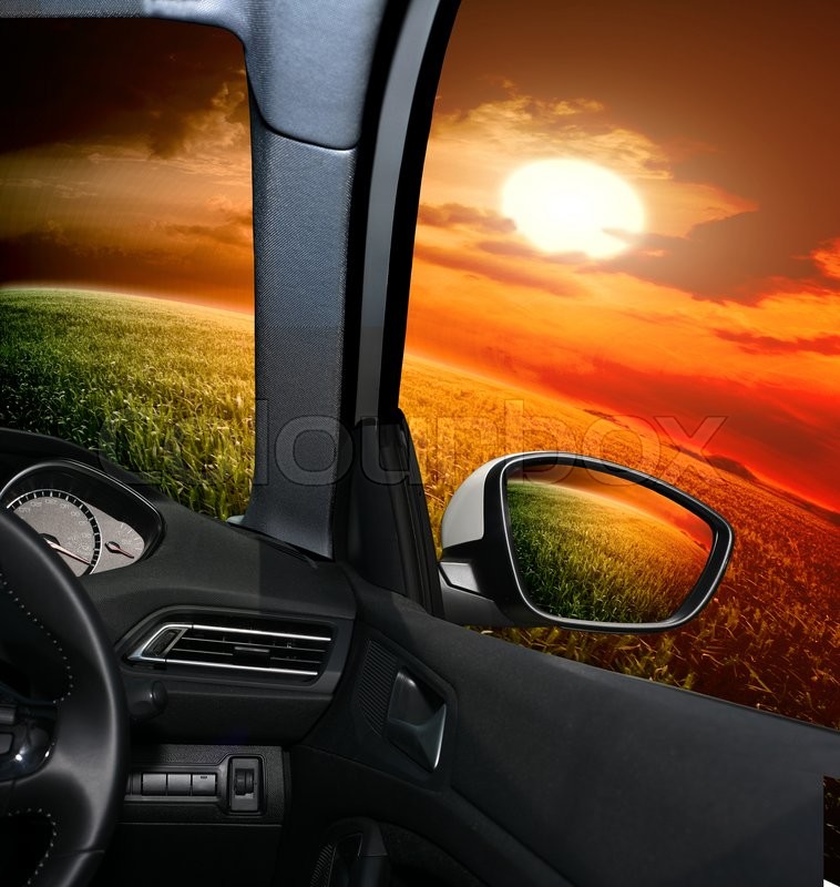 Reflection of road at the car side ... | Stock image | Colourbox