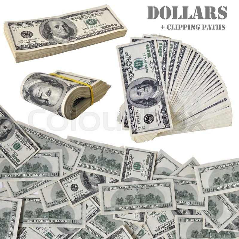Hundred dollar notes in different ... | Stock image | Colourbox