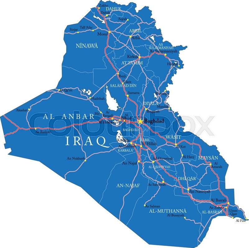 Highly detailed vector map of Iraq ... | Stock vector | Colourbox