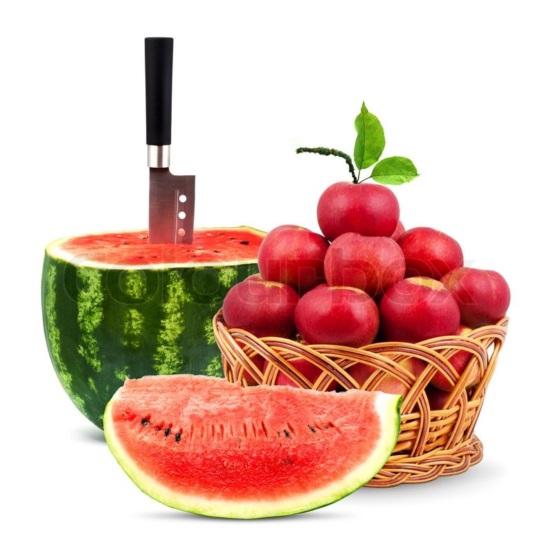 Watermelon and apples isolated on a ... | Stock image | Colourbox