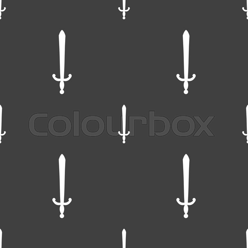 The sword icon sign. Seamless pattern ... | Stock vector | Colourbox