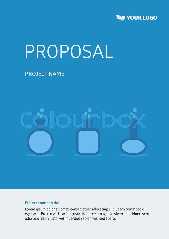Blue project template cover page for ... | Stock vector | Colourbox