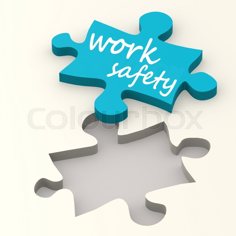 Work safety on blue puzzle image with ... | Stock image | Colourbox