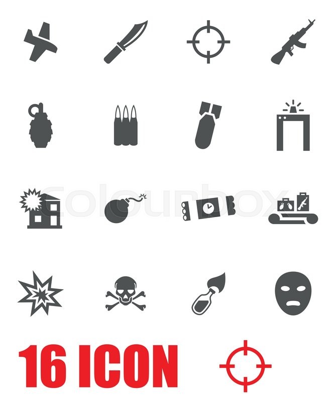 Vector grey terrorism icon set on ... | Stock vector | Colourbox