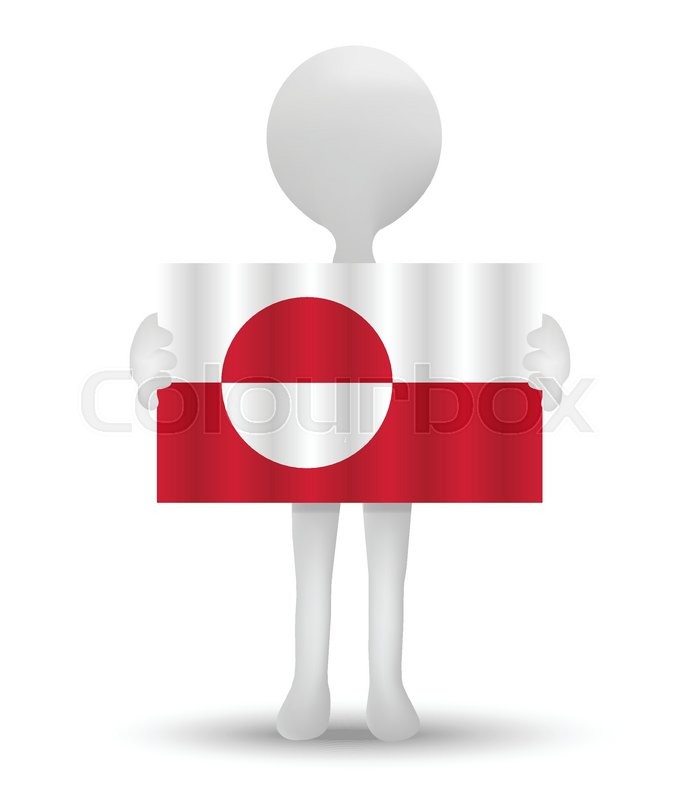 Small 3d man holding a flag of ... | Stock vector | Colourbox