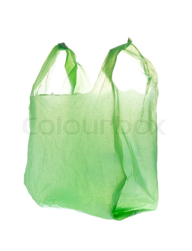 Green Plastic bag on white background | Stock image | Colourbox
