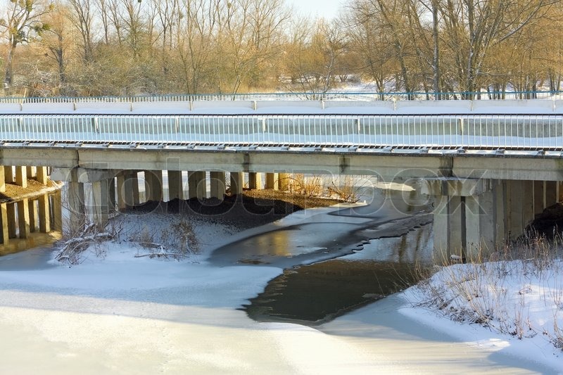 Rural landscape with a bridge over a ... | Stock image | Colourbox