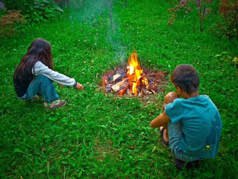 Children, camp-fire | Stock Photo | Colourbox