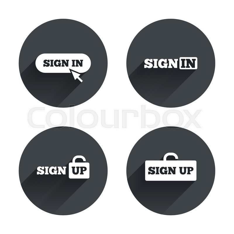 Sign in icons. Login with arrow, hand ... | Stock vector | Colourbox