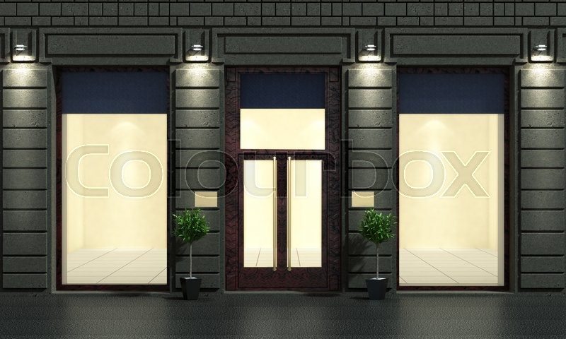 Empty store showcase in the night | Stock image | Colourbox