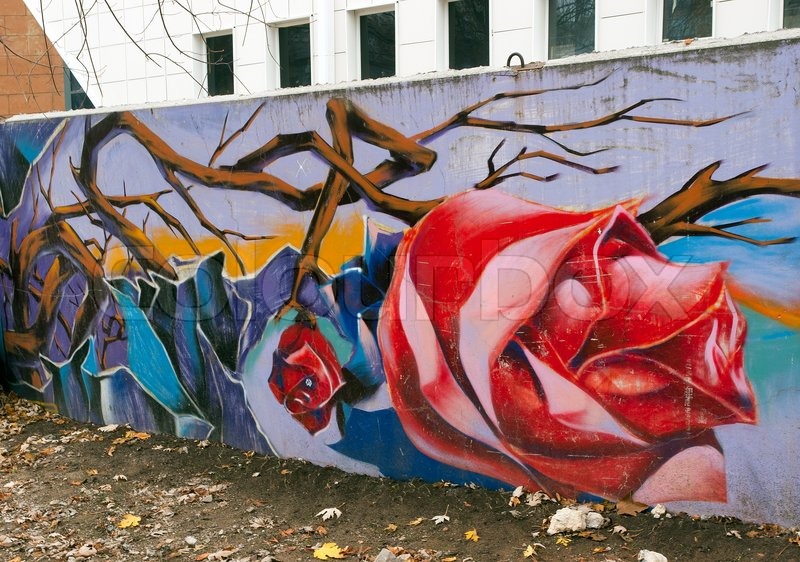 The wall with city graffiti. Donetsk, ... | Stock Photo | Colourbox