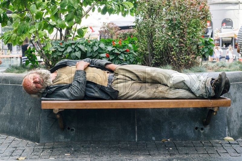 BELGRADE,SERBIA - AUGUST 10, 2015: Unidentified Serbian homeless man ...