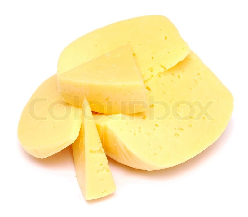 Two pieces of cheese isolated on white | Stock image | Colourbox