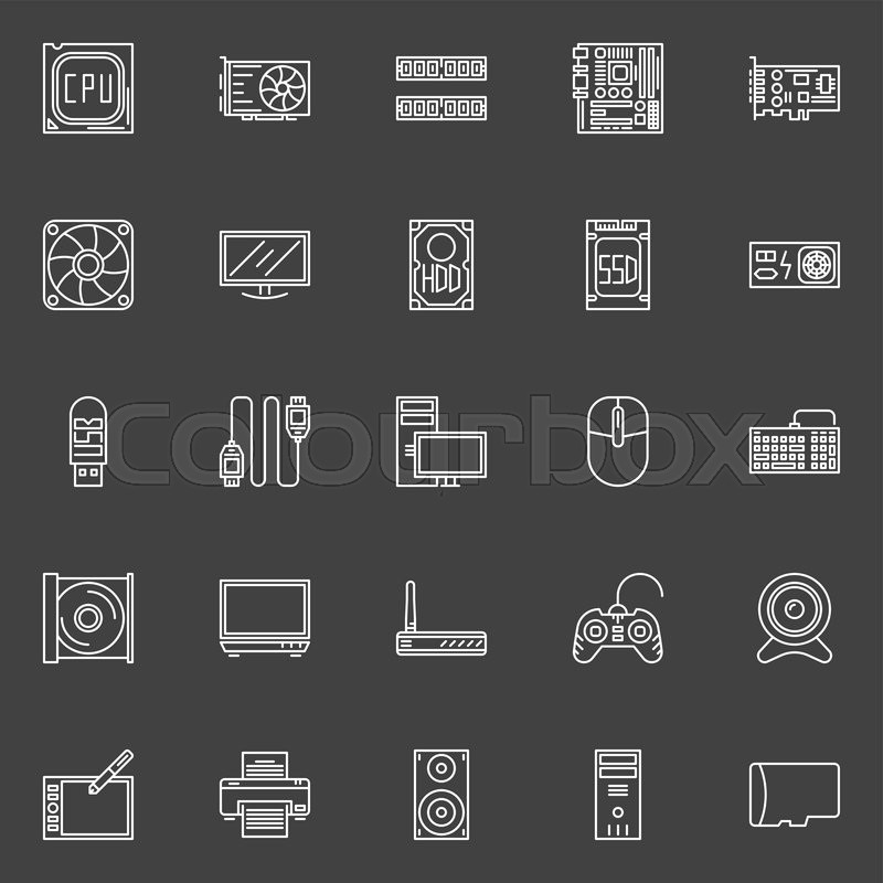 Computer components icons - vector ... | Stock vector | Colourbox