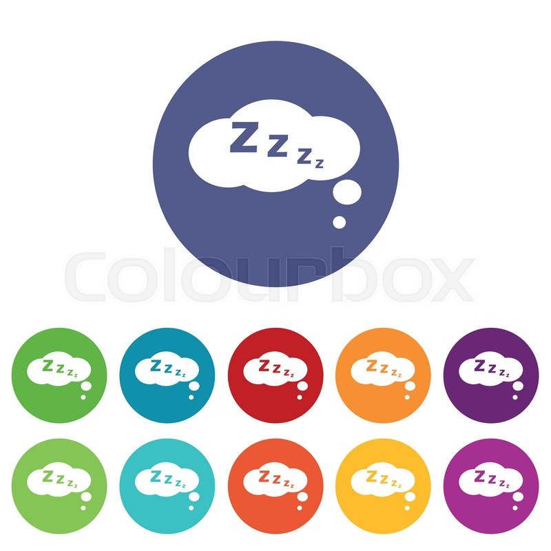 Sleeping icons set, on colored ... | Stock vector | Colourbox