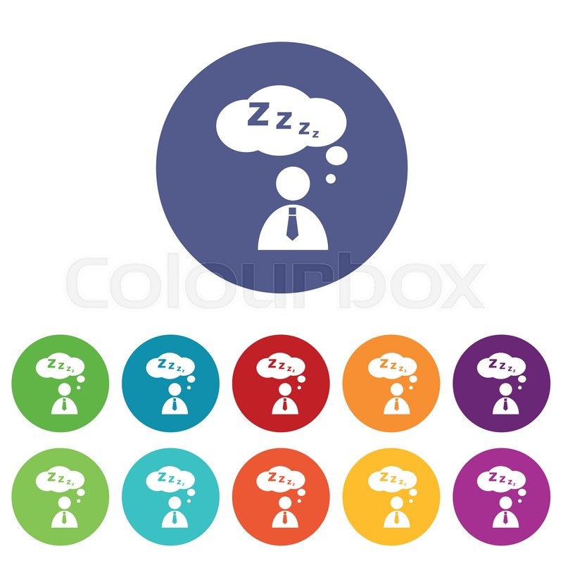 Sleeping person icons set, on colored ... | Stock vector | Colourbox