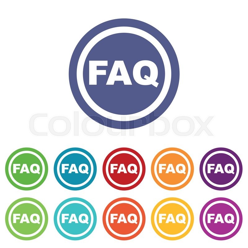 FAQ signs set, on colored circles, ... | Stock vector | Colourbox