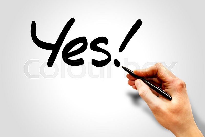 Hand writing Yes! with marker, business ... | Stock image | Colourbox