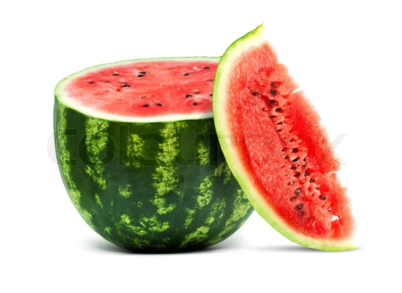 Big red watermelon isolated on white ... | Stock image | Colourbox